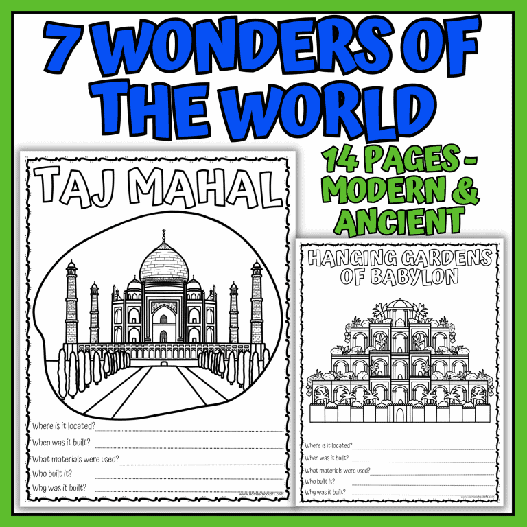 7 Wonders of the World Worksheets (Ancient & Modern for Kids)