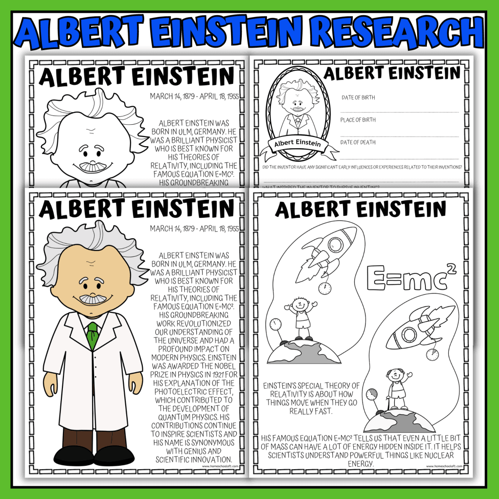 Albert Einstein Worksheets – Printable Biography & Coloring