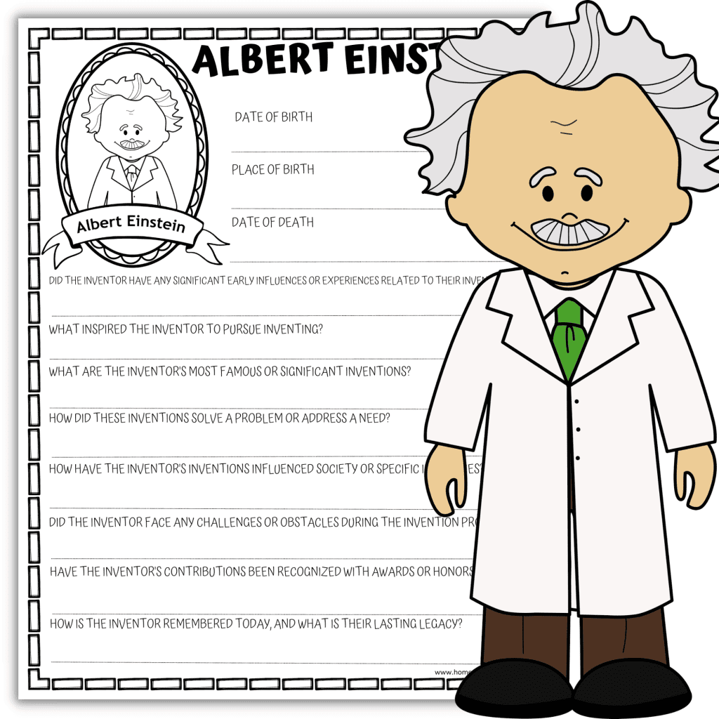Albert Einstein Worksheets – Printable Biography & Coloring