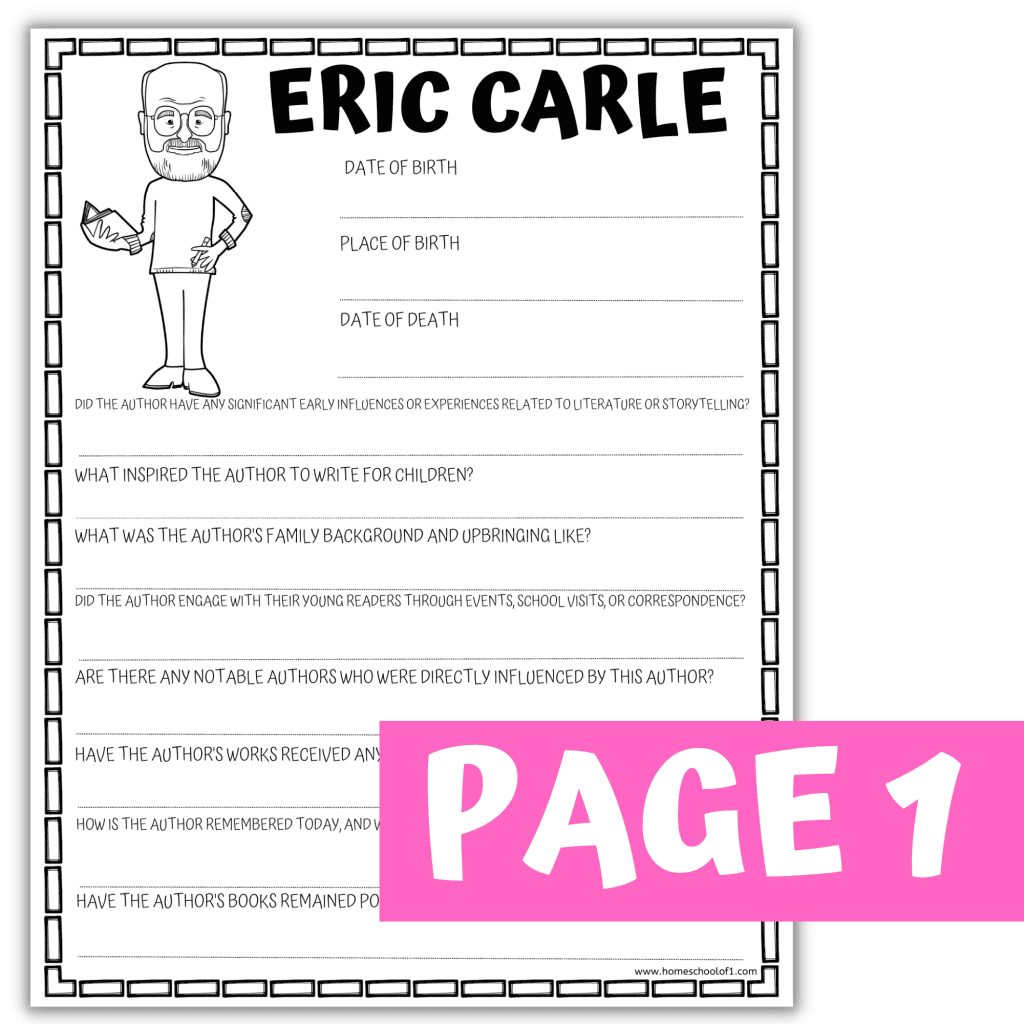 Children’s Author Worksheets – Learn About 21 Famous Writers