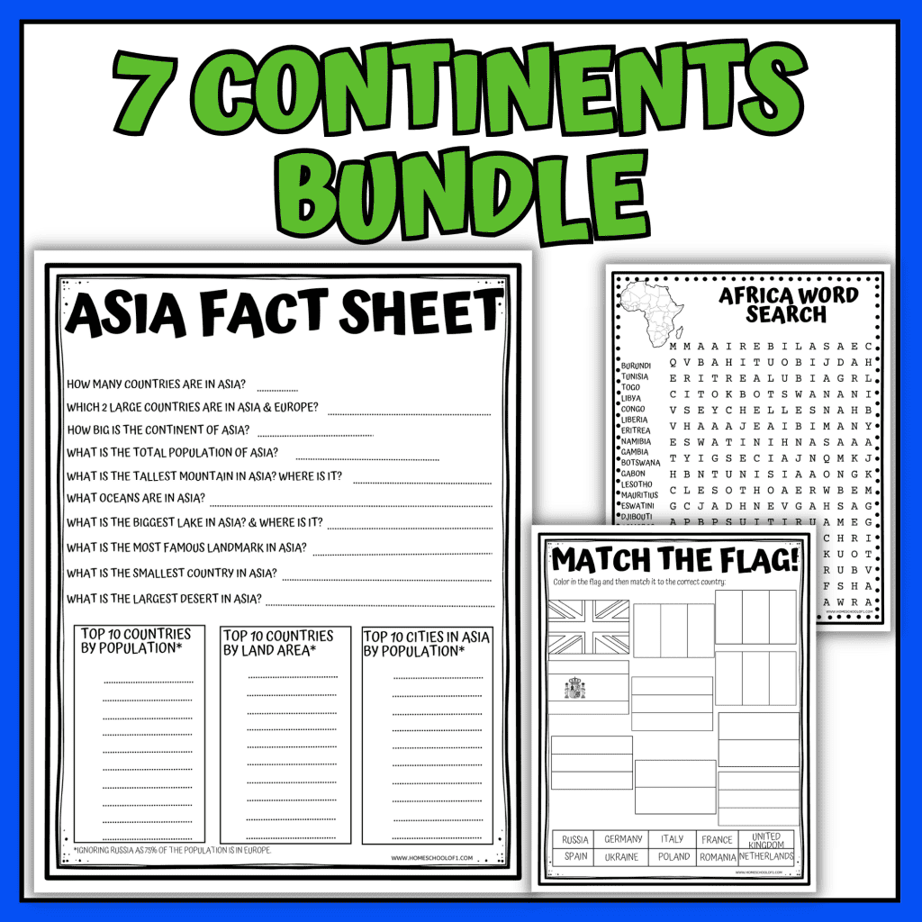 Continent Worksheets for Kids (7 Continents Printable Pack)