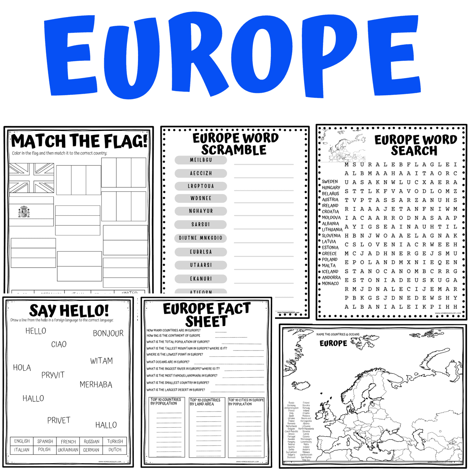 Continent Worksheets for Kids – Printable Geography Bundle