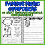 Composer Worksheets for Kids | 36 Famous Music Composers