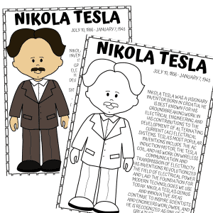 Nikola Tesla Worksheet for Kids – Printable Biography & Coloring