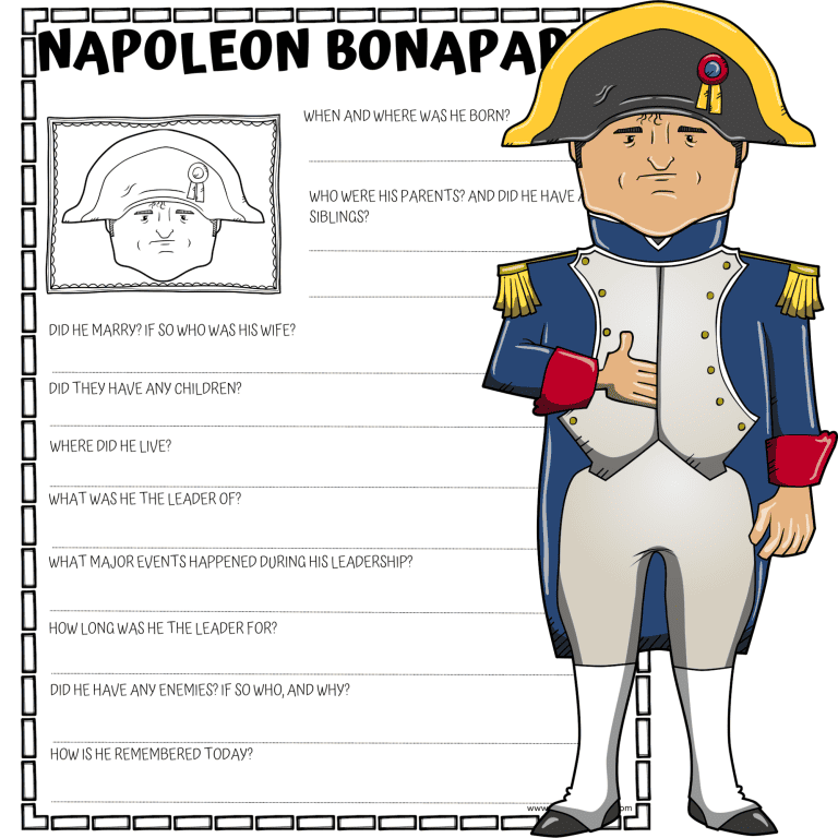 Napoleon Bonaparte Worksheet for Kids