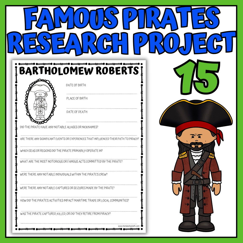 Famous Pirate Worksheets – Printable Research Project for Kids