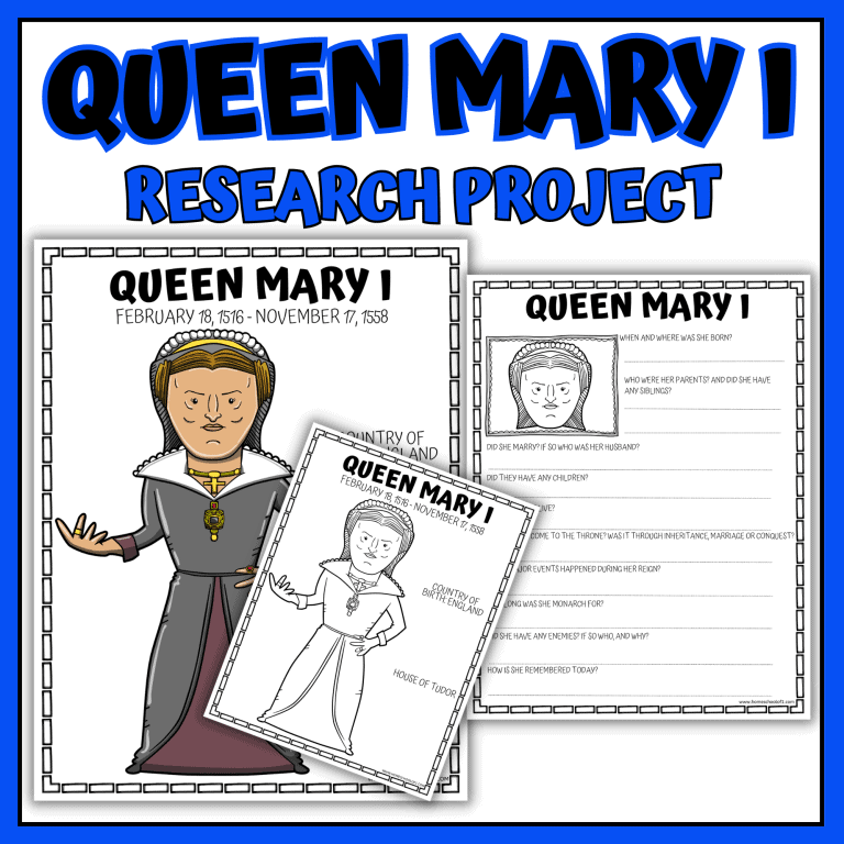 Queen Mary I Worksheet (Tudor History Activity with Poster & Research)