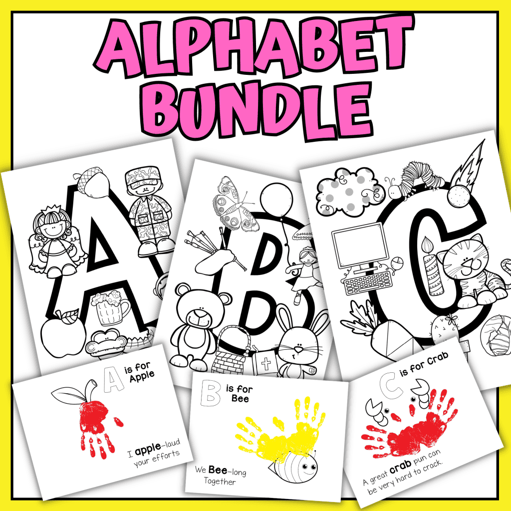 Alphabet Worksheets Bundle – Printable Coloring & Handprints