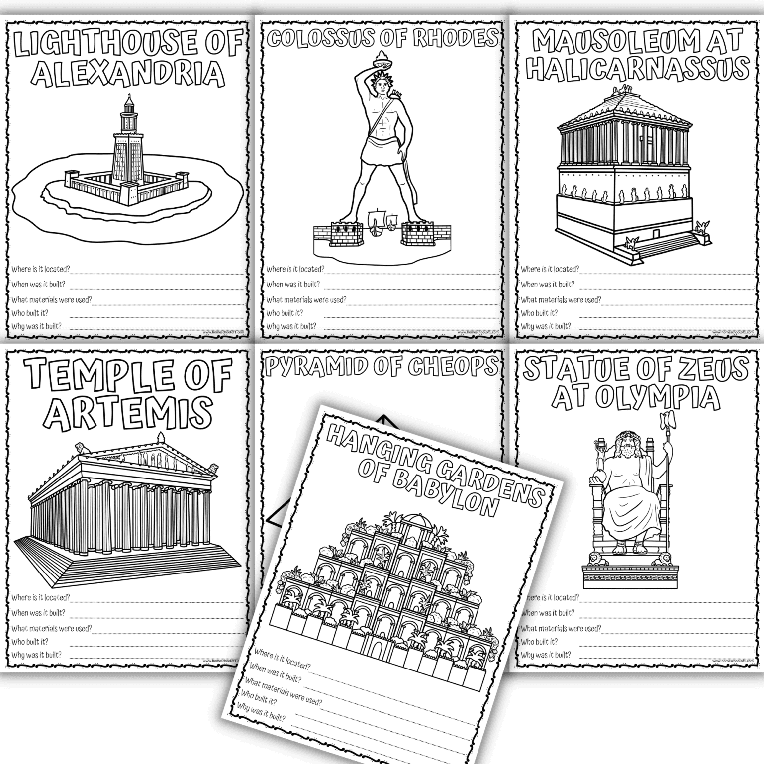 7 Wonders of the World Worksheets (Ancient & Modern for Kids)