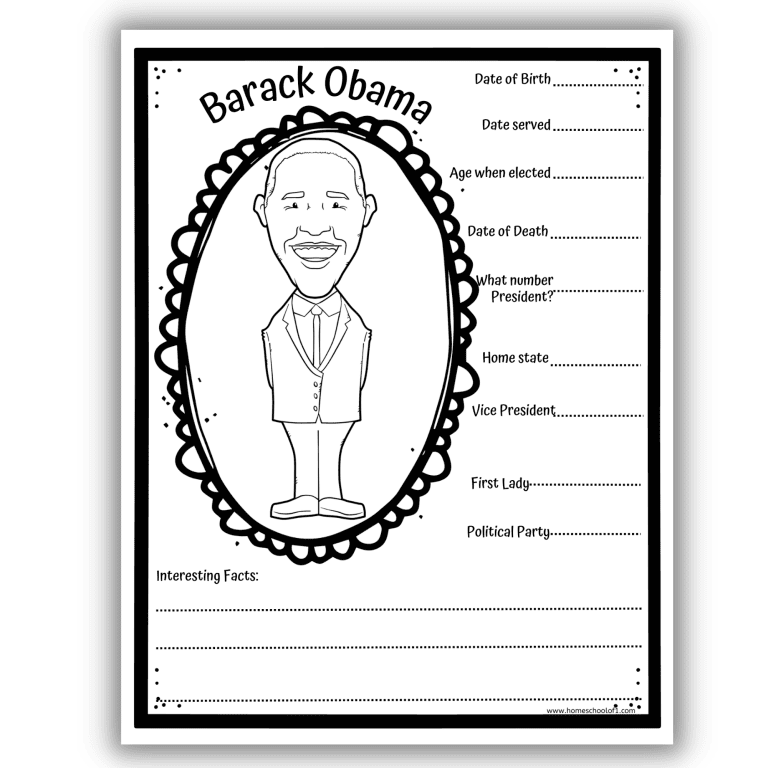Barack Obama Coloring Pages & Worksheets (Printable for Kids)