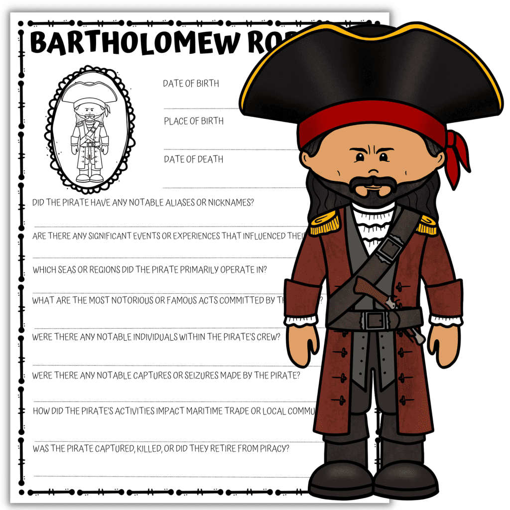 Famous Pirate Worksheets – Printable Research Project for Kids