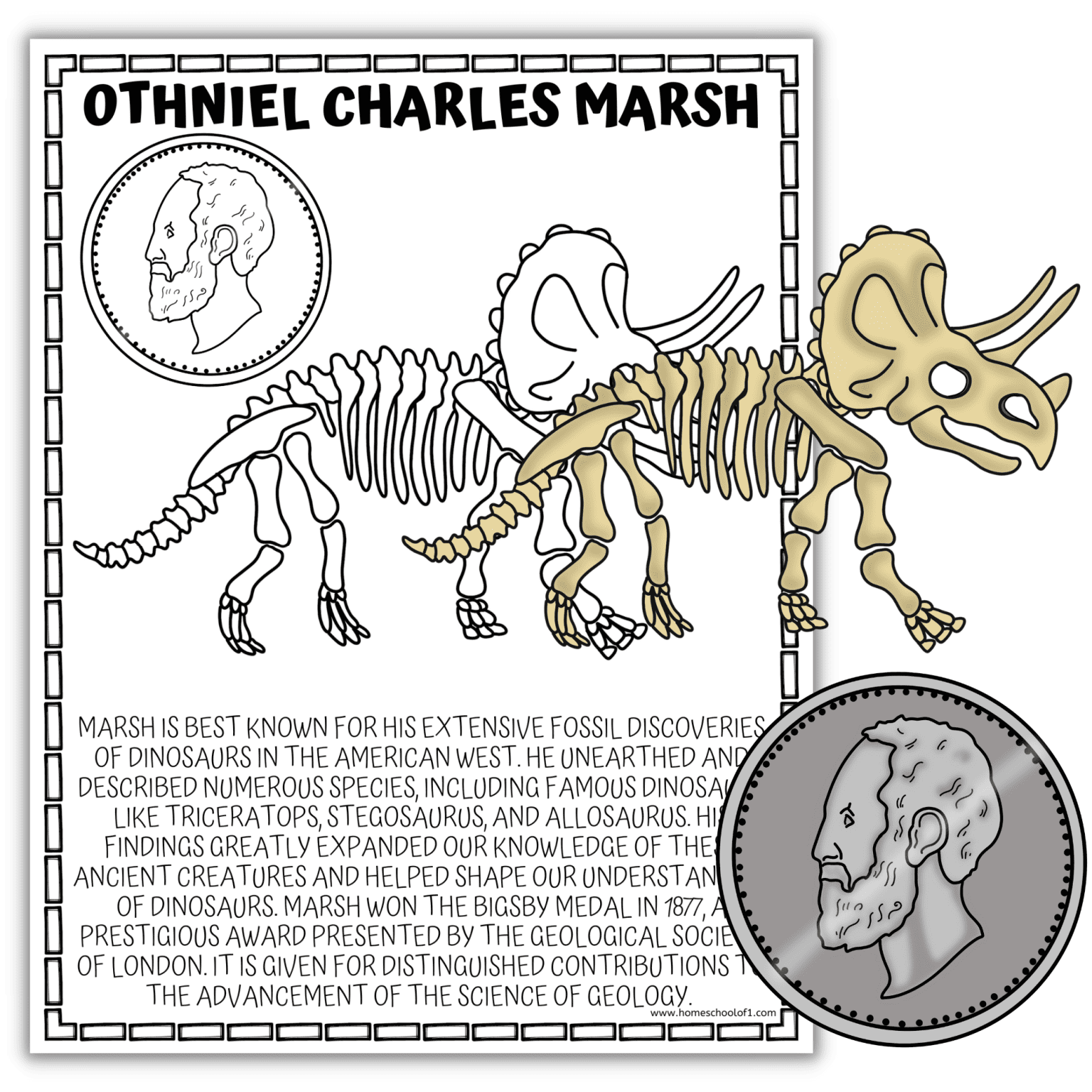 Othniel Charles Marsh Worksheet (Paleontologist - Poster & Research)