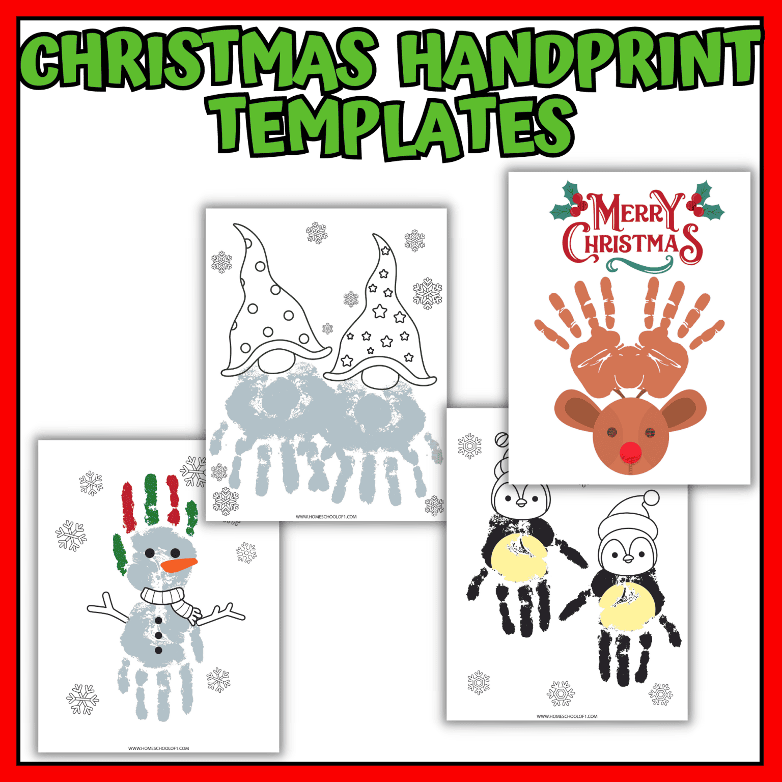 Christmas Handprint Templates – Printable Holiday Crafts for Kids