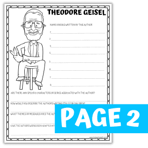 Dr Seuss Worksheet – Printable Author Study for Kids
