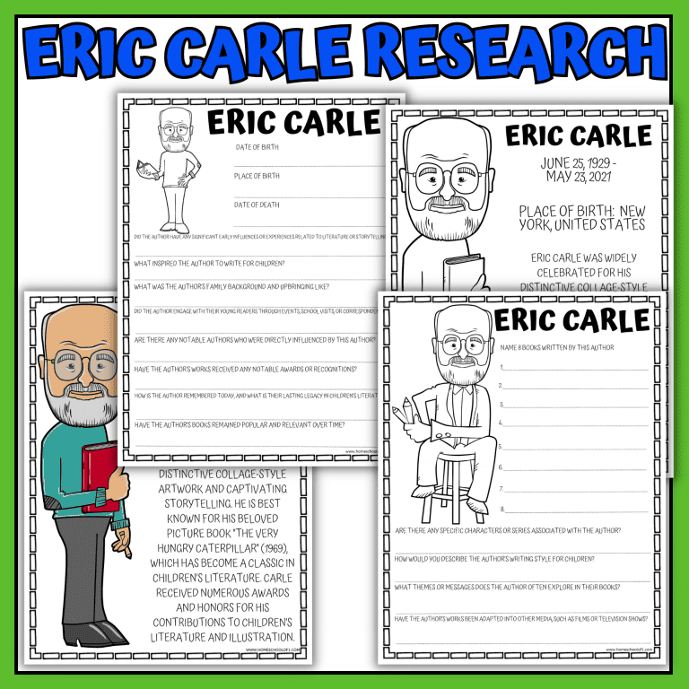 Eric Carle Worksheets and Author Study