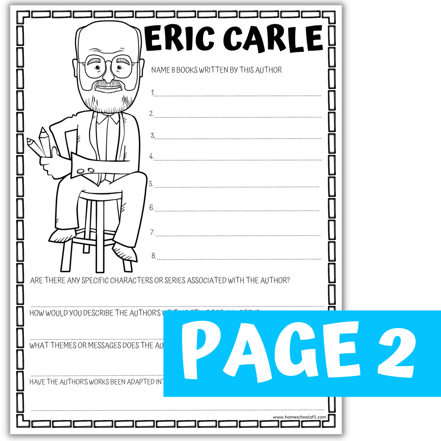 Eric Carle Worksheets and Author Study