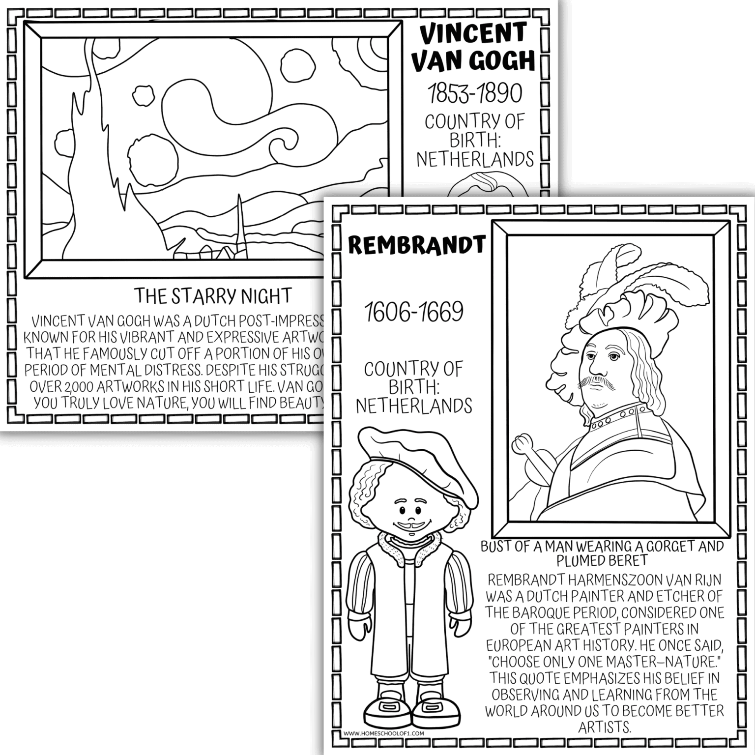 Famous Artists Coloring Pages