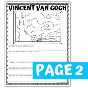 Famous Artist Research Worksheets – Printable of 30 Iconic Artists