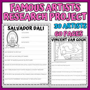Famous Artist Research Worksheets – Printable of 30 Iconic Artists