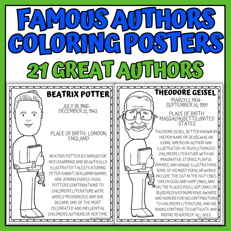 Author Coloring Pages – 21 Famous Children’s Authors to Color