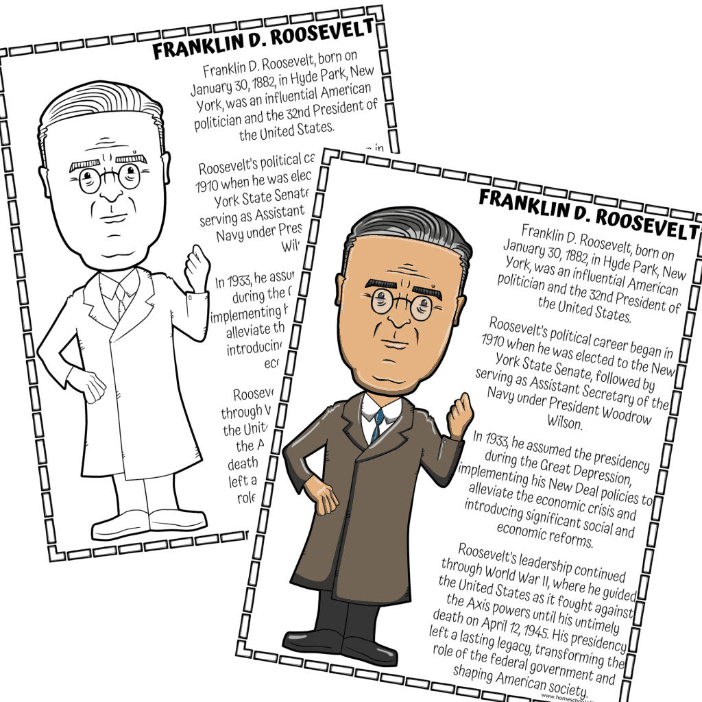 Franklin D. Roosevelt Unit Study – Printable U.S. President Worksheet