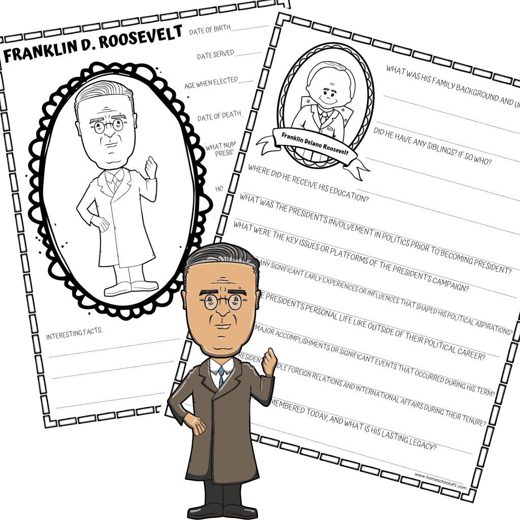 Franklin D. Roosevelt Unit Study – Printable U.S. President Worksheet