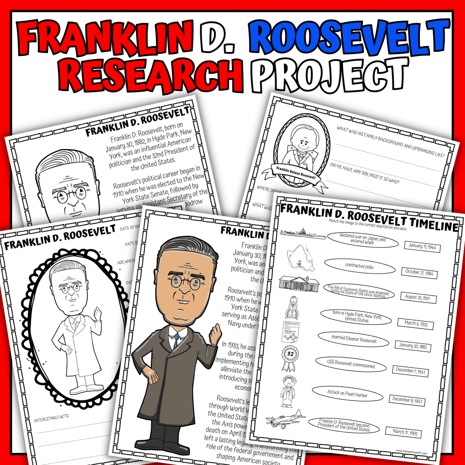 Theodore Roosevelt Timeline Worksheet and Printable Unit Study