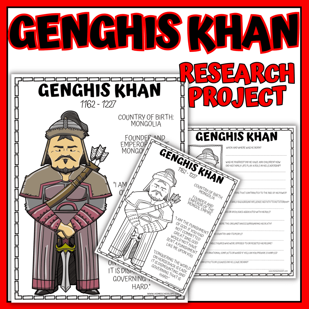 Genghis Khan Worksheets and Research Project