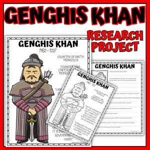Genghis Khan Worksheets and Research Project
