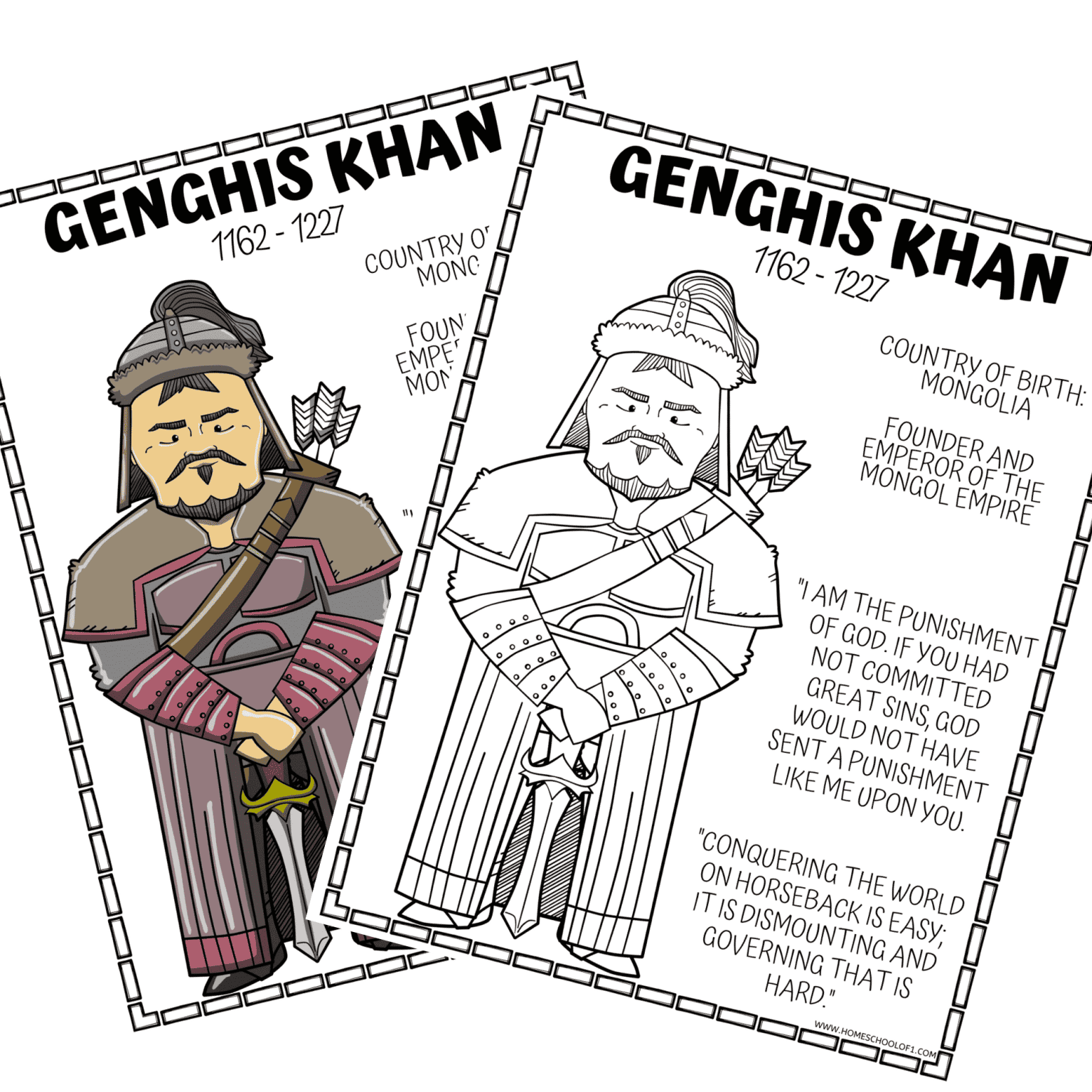 Genghis Khan Worksheets and Research Project