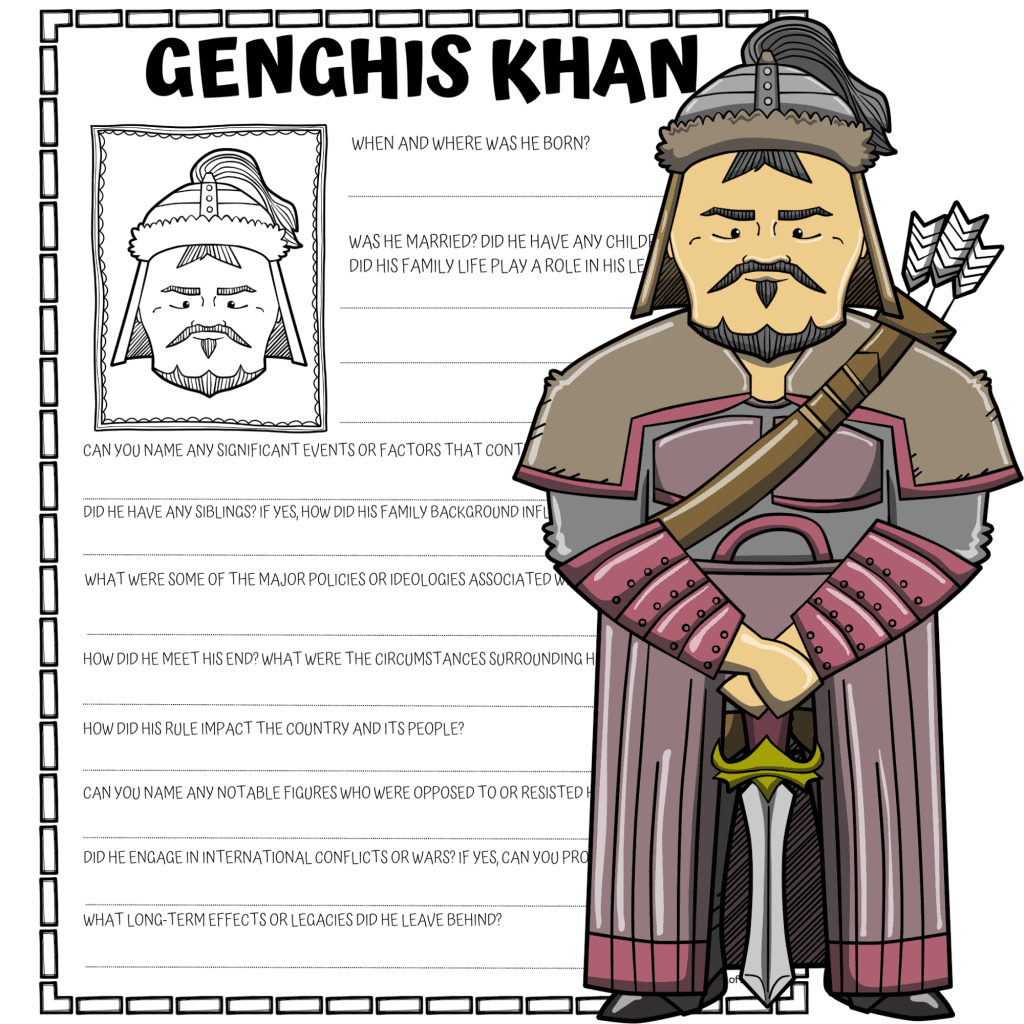 Genghis Khan Worksheets and Research Project