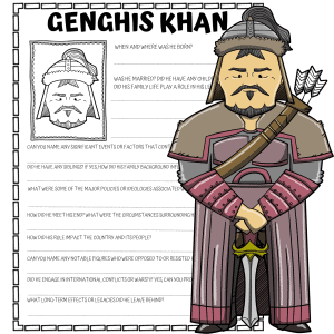 Genghis Khan Worksheets and Research Project