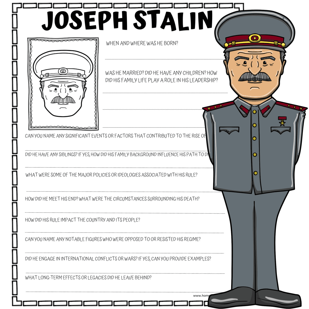 Joseph Stalin Worksheet and Research Project for Students