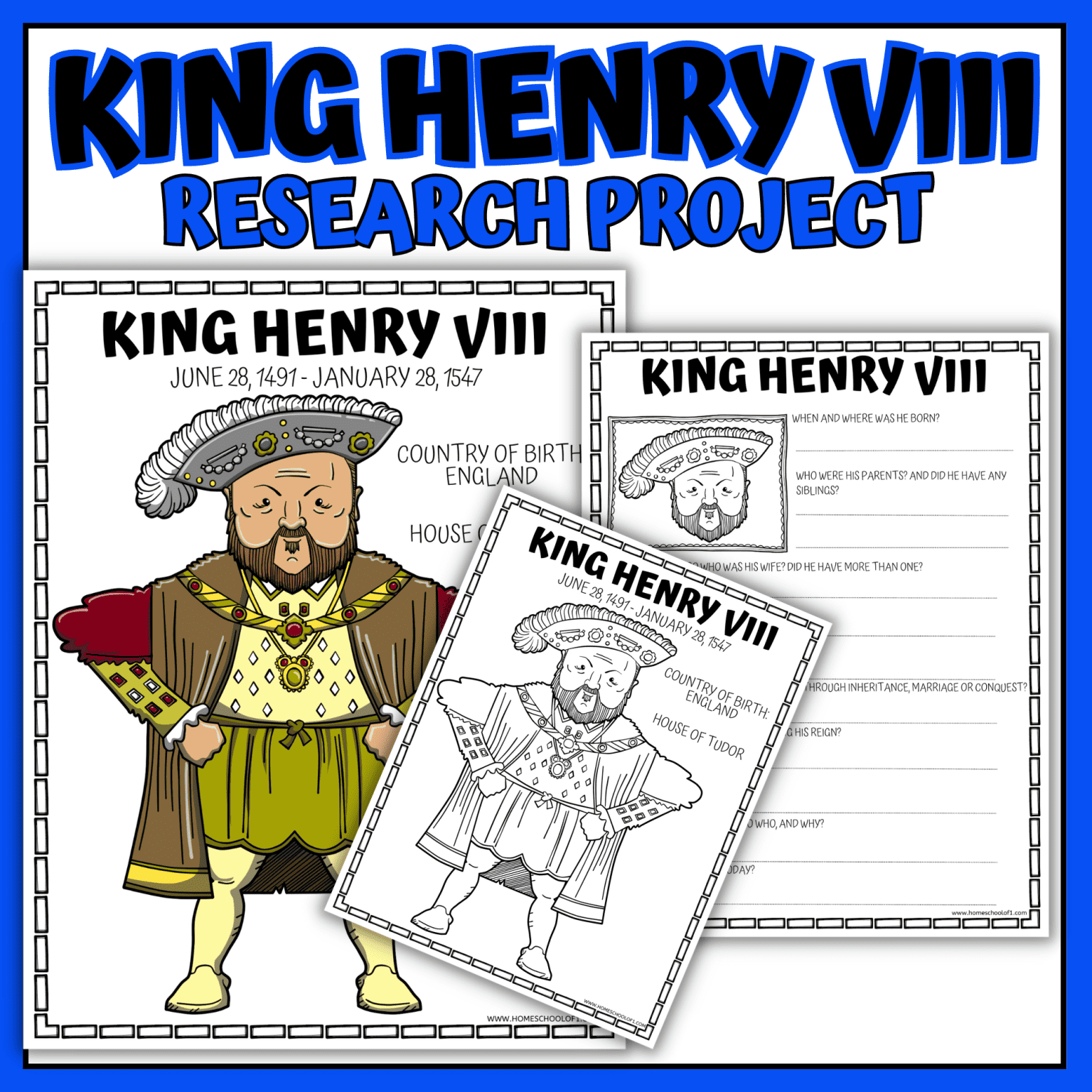 King Henry VIII Worksheet for Kids