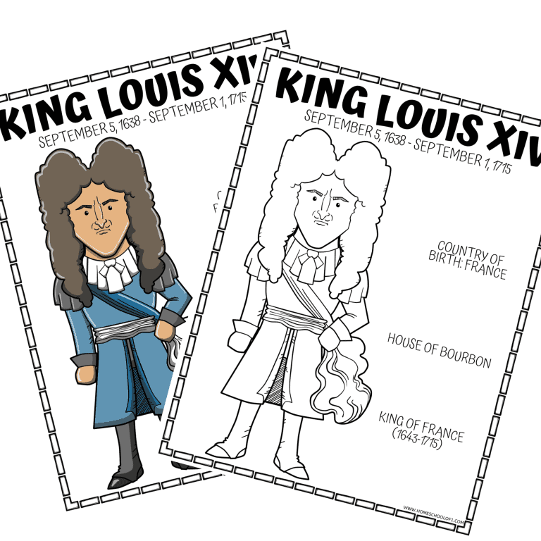 King Louis XIV Worksheets & Poster (Research + Coloring Activity)