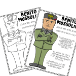 Benito Mussolini Worksheets & Poster (Research + Coloring)