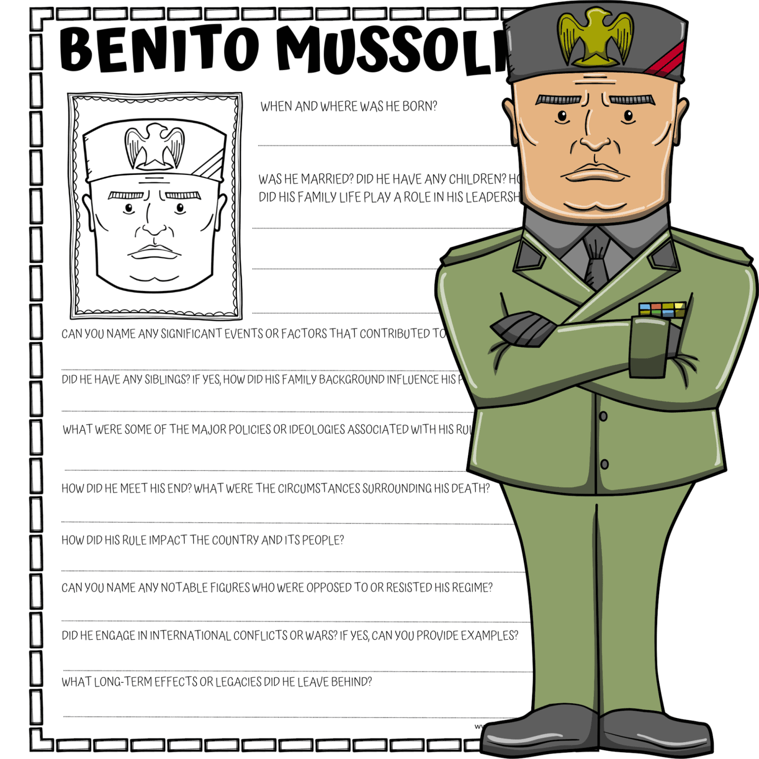 Benito Mussolini Worksheets