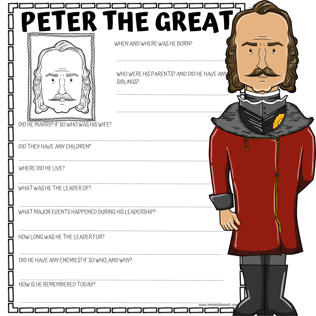 Peter the Great Worksheet for Kids