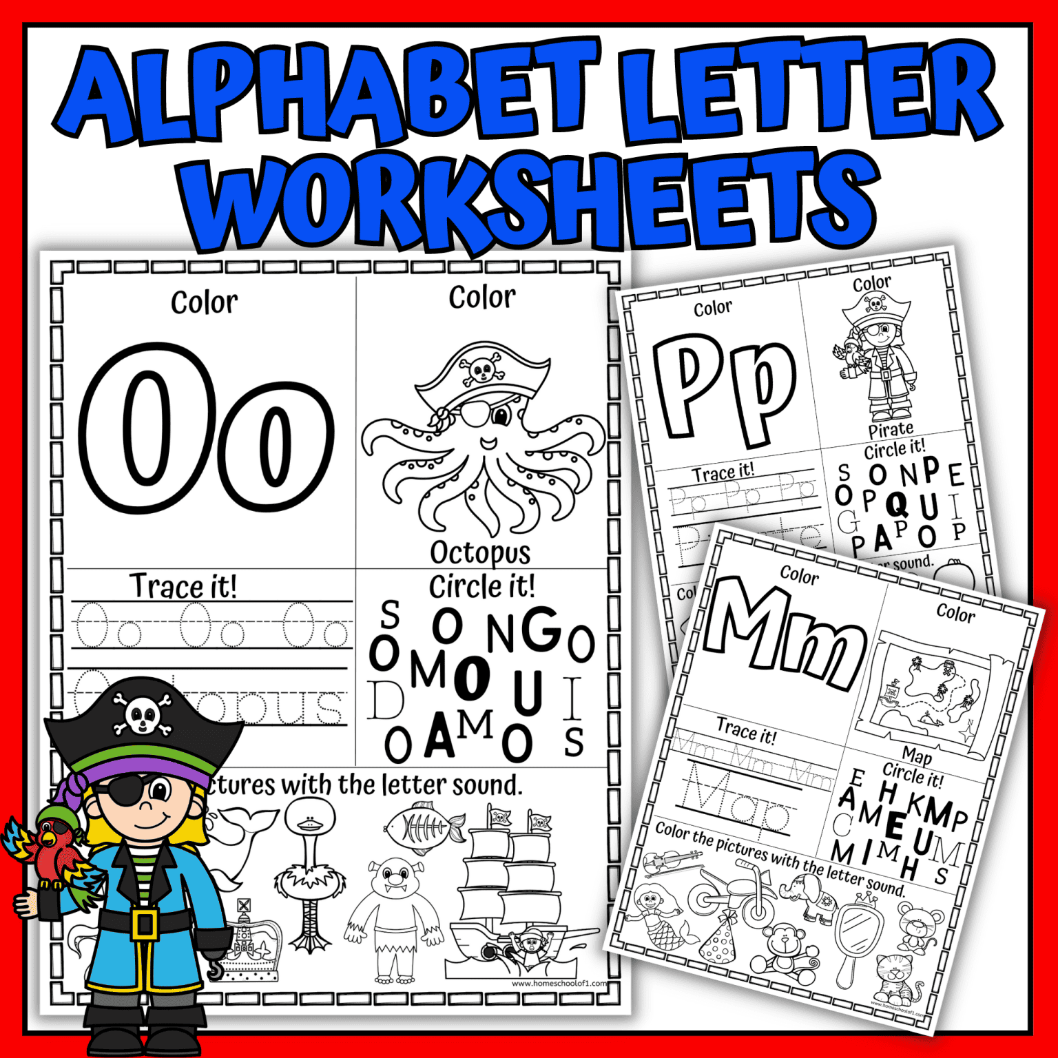 Pirate alphabet worksheets