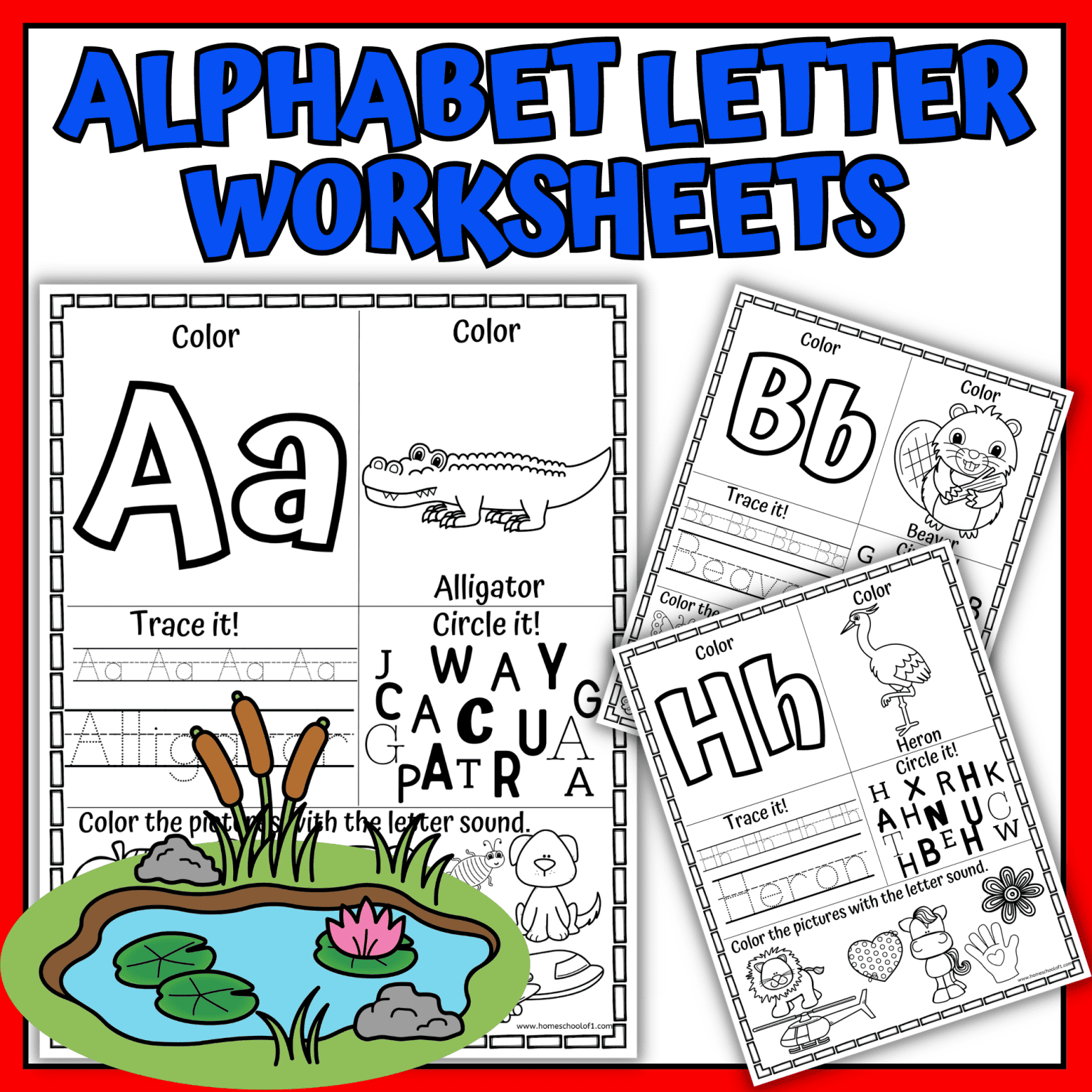 Pond Life Alphabet Worksheets