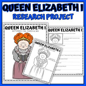 Queen Elizabeth I Worksheet – Poster, Coloring Page & Research
