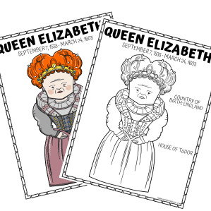 Queen Elizabeth I Worksheet – Poster, Coloring Page & Research