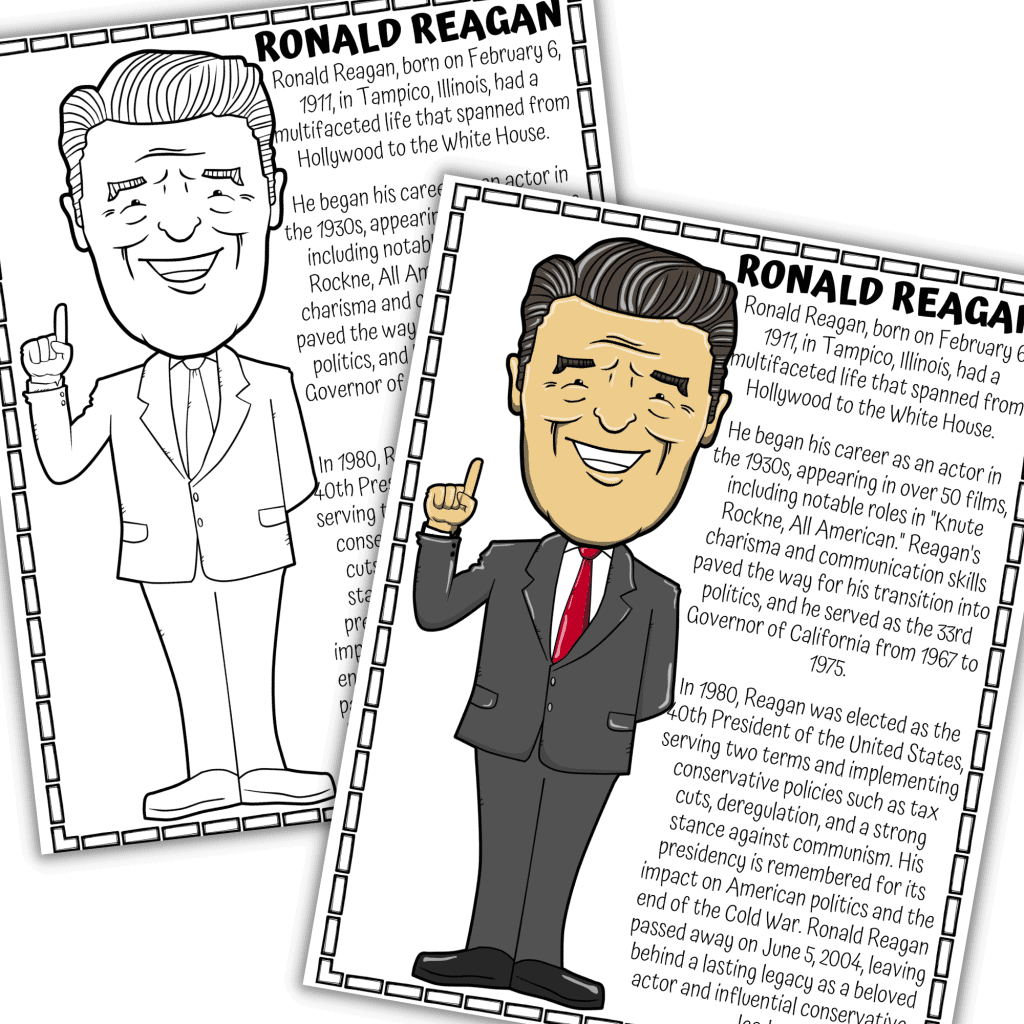 Ronald Reagan Worksheet Pack – Printable Activities for Kids