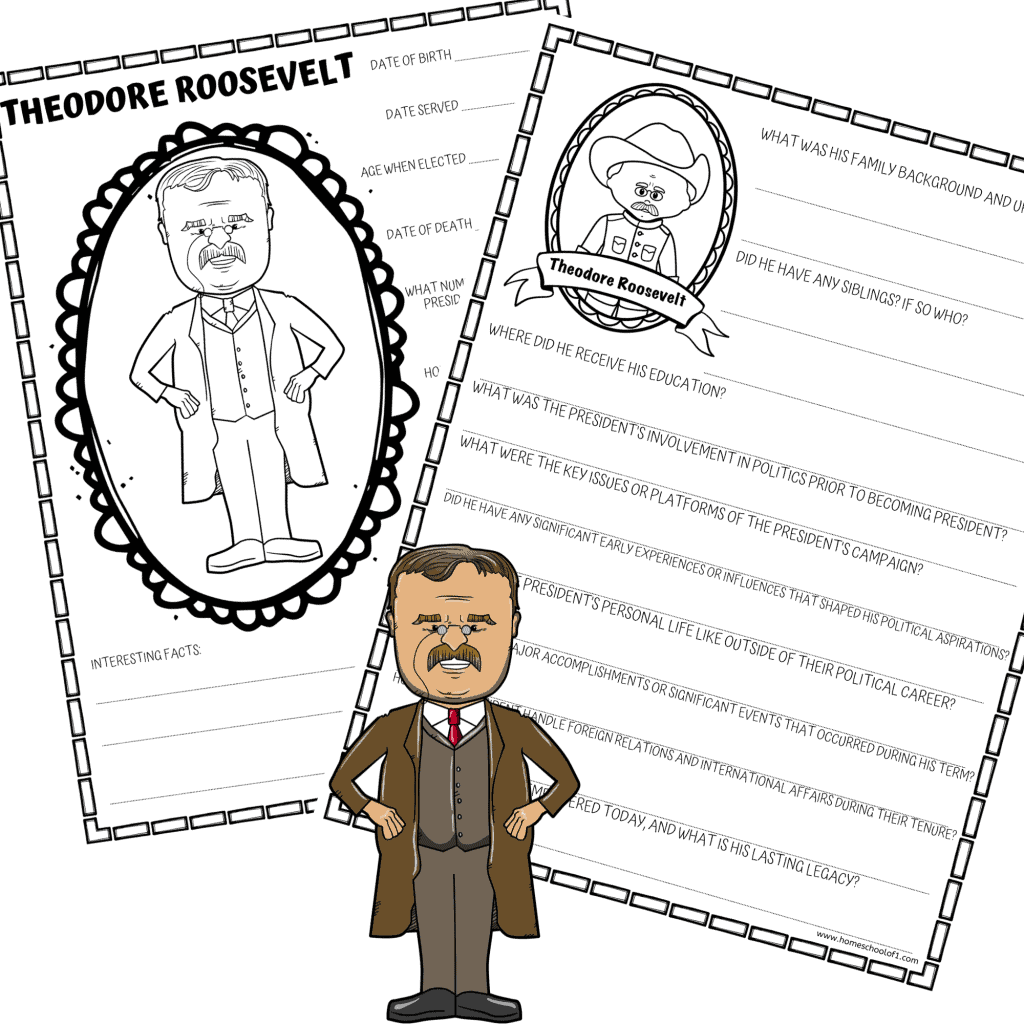 Theodore Roosevelt Timeline Worksheet and Printable Unit Study