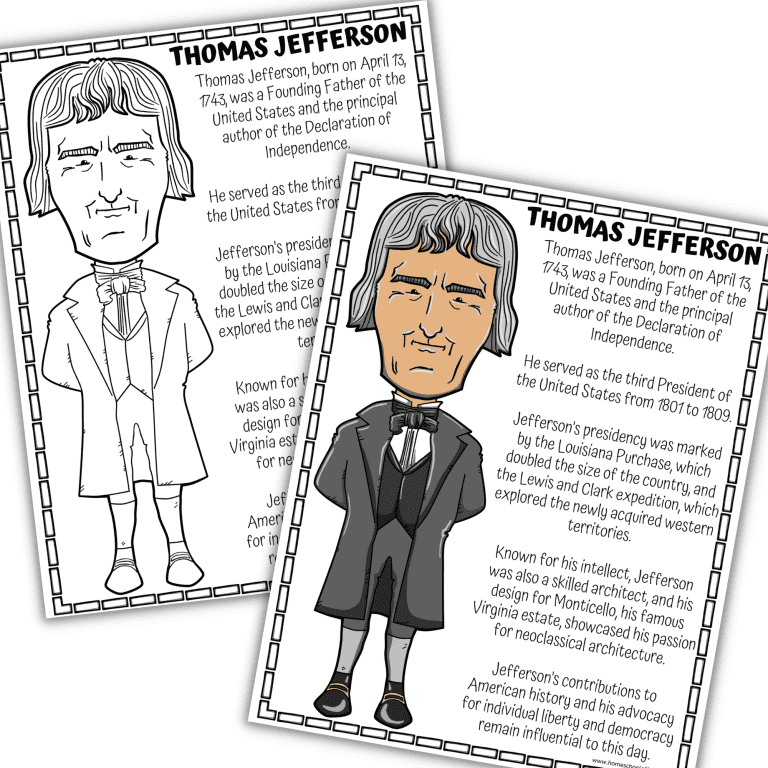 Thomas Jefferson Worksheets – Printable Unit Study for Kids