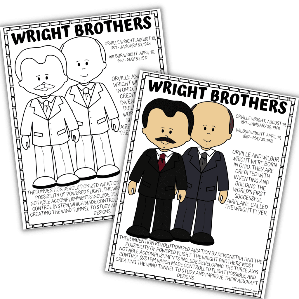 Wright Brothers Worksheet – Printable Research and Coloring