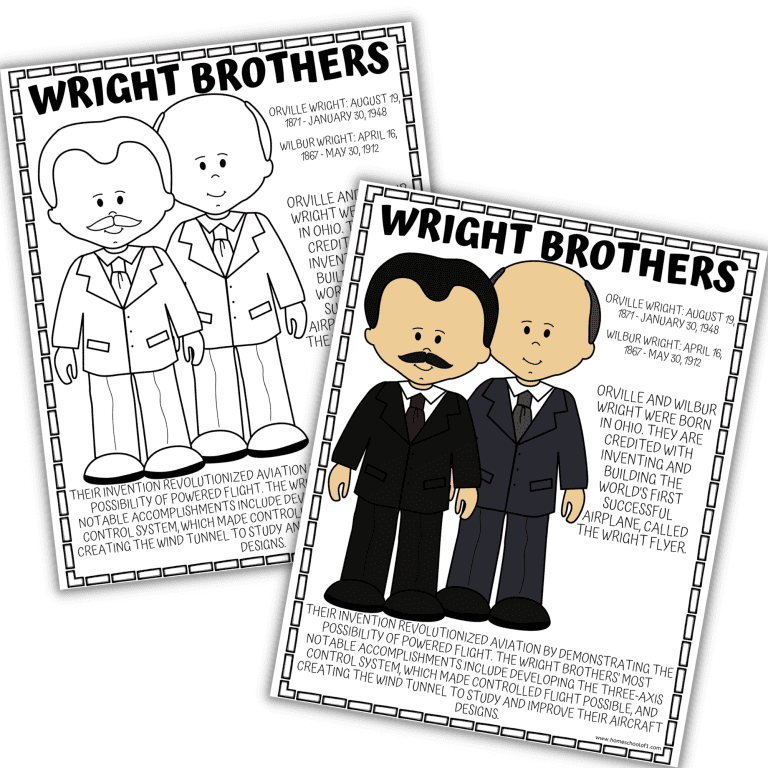 Wright Brothers Worksheet – Printable Research and Coloring