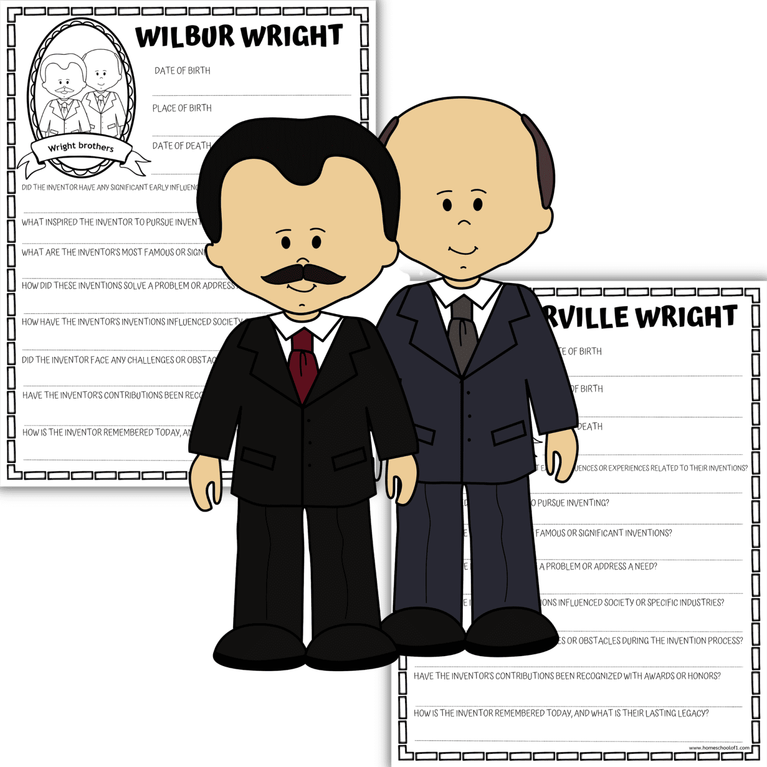 Wright Brothers Worksheet – Printable Research and Coloring