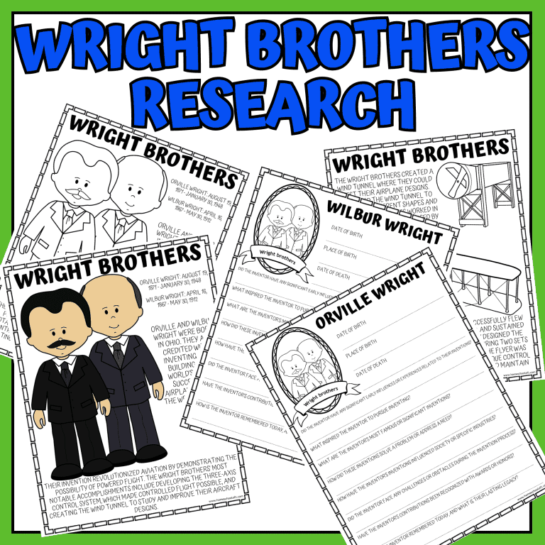 Wright Brothers Worksheet – Printable Research and Coloring