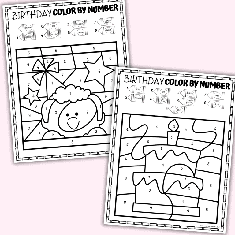 Birthday Color By Number Printables